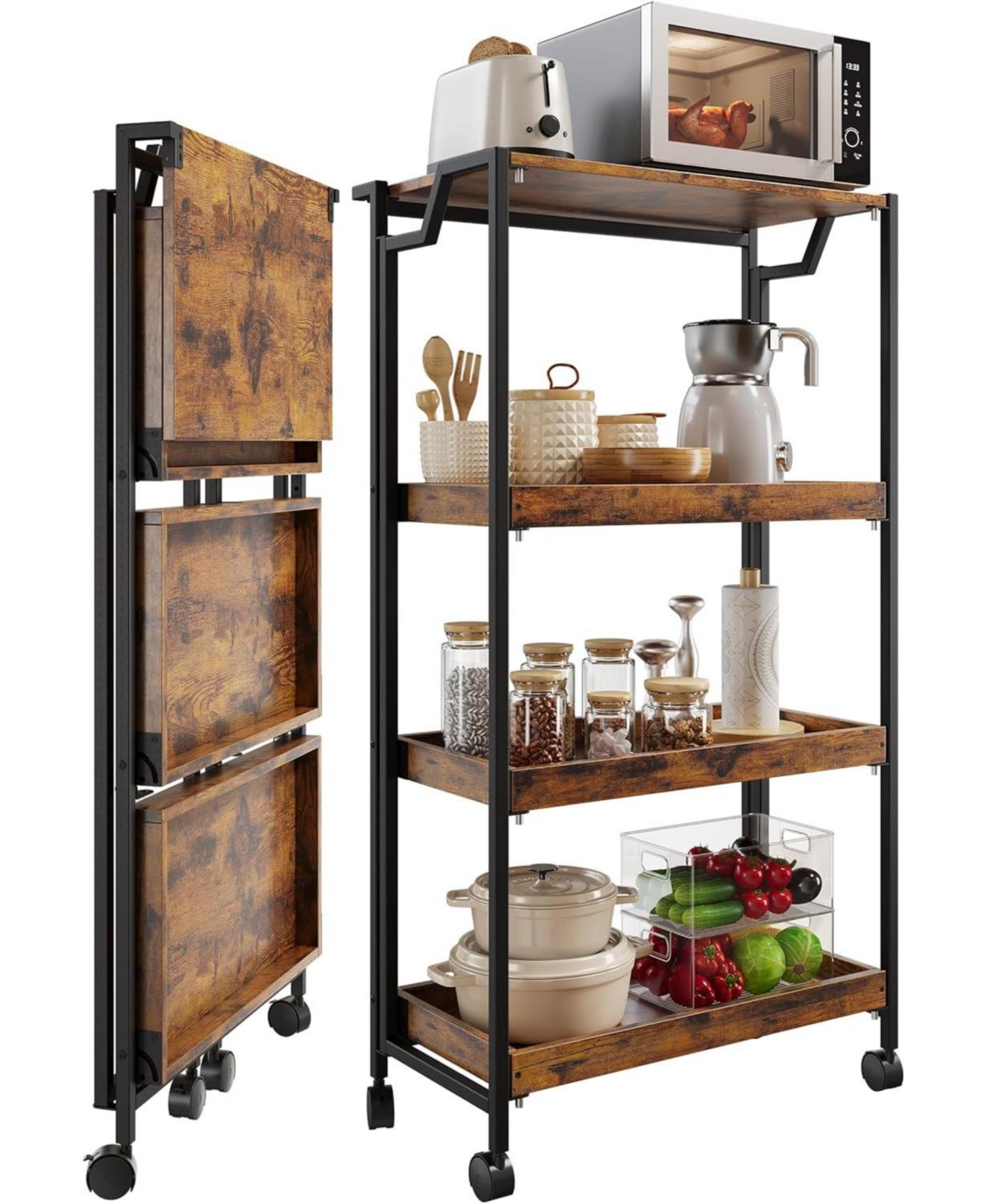 Click here for gaomon Large 4-Tier Collapsible Wooden Storage She... prices