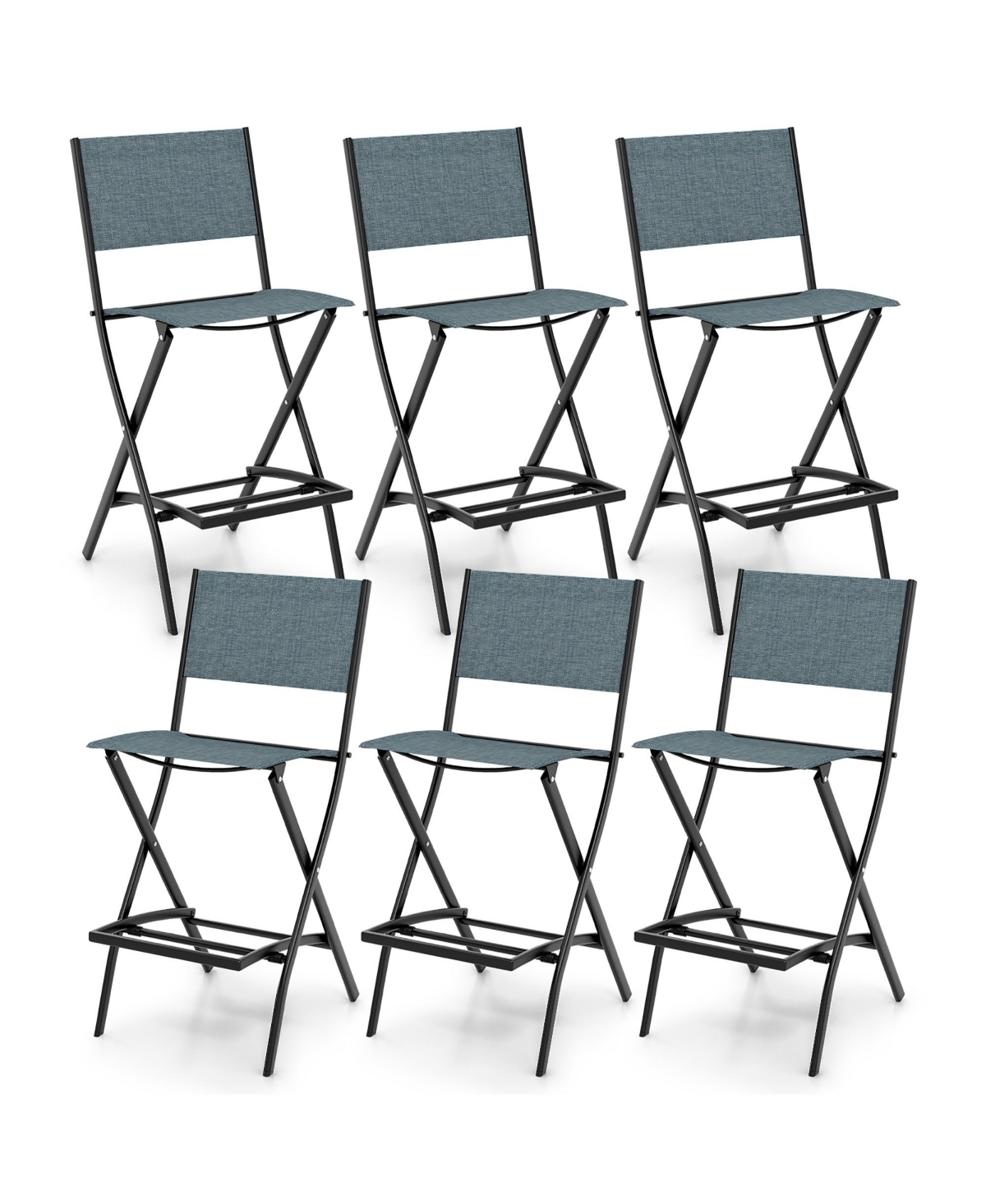 Click here for Gymax Folding Bar Stools Set of 6 Patio Sling Chai... prices