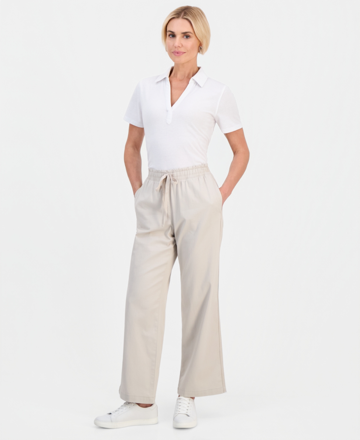 Click here for Style & Co Petite Twill-Tape Wide-Leg Pull-On Pant... prices