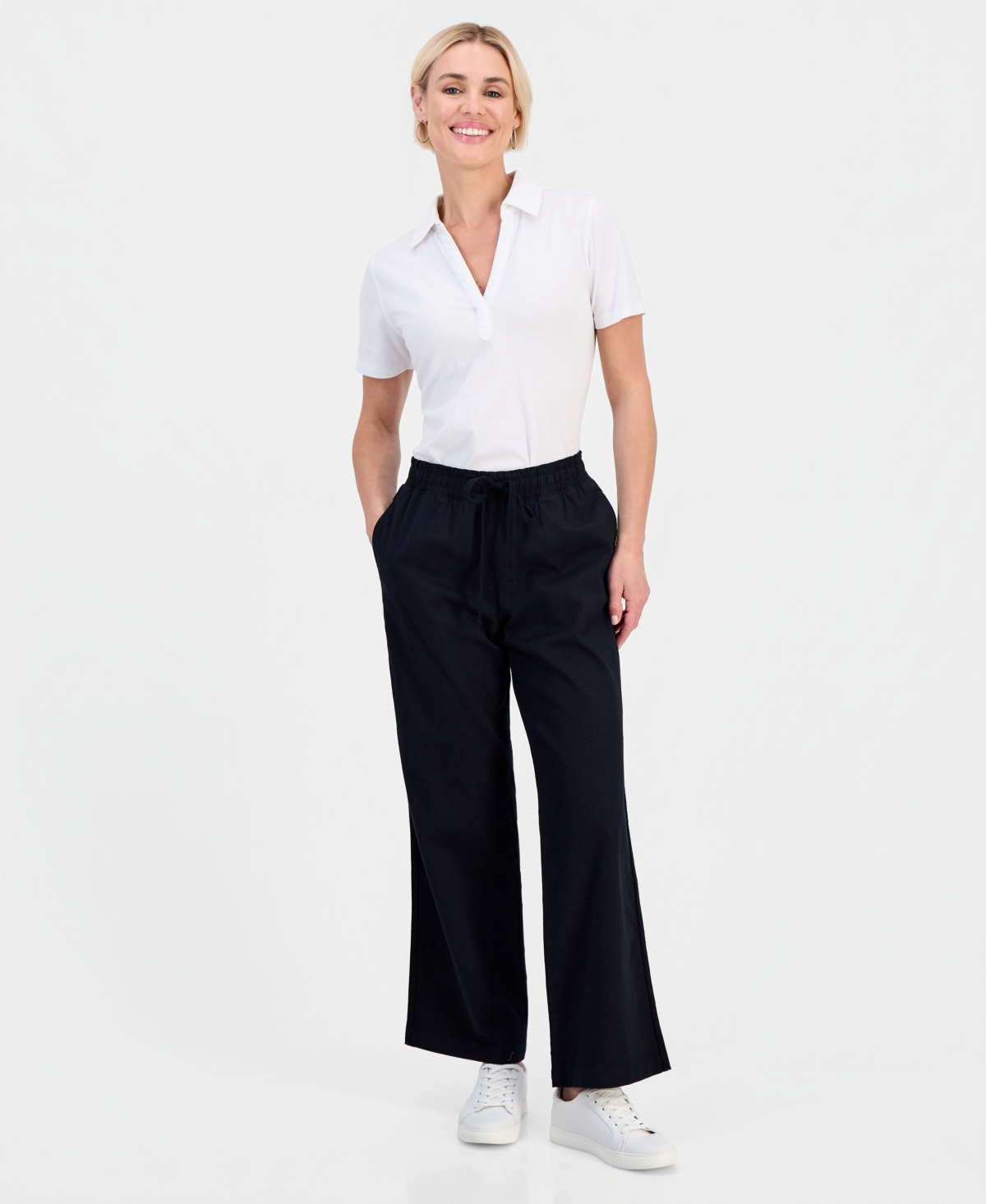 Click here for Style & Co Petite Twill-Tape Wide-Leg Pull-On Pant... prices