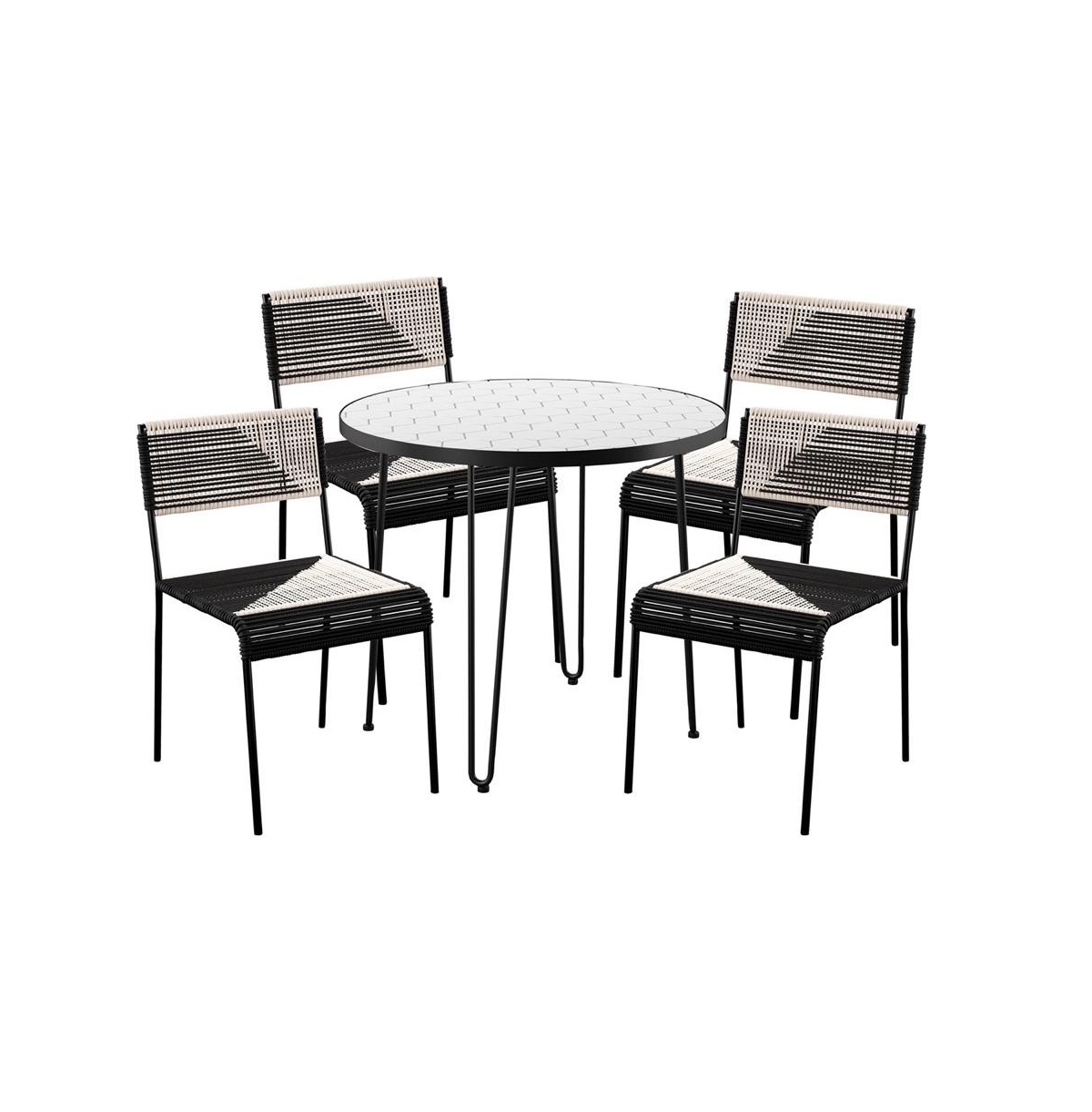 Click here for Augusta Home Watkindale 4 Chair Bistro Set - White... prices