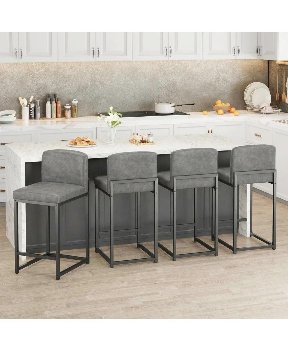 Click here for gaomon Set of 4 Modern Bar Stoolsâ Pu Leather Co... prices