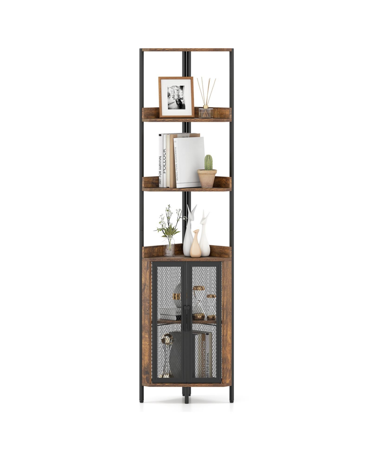 Click here for Gymax 6-Tier Corner Shelf 67 Tall Corner Bookshelf... prices