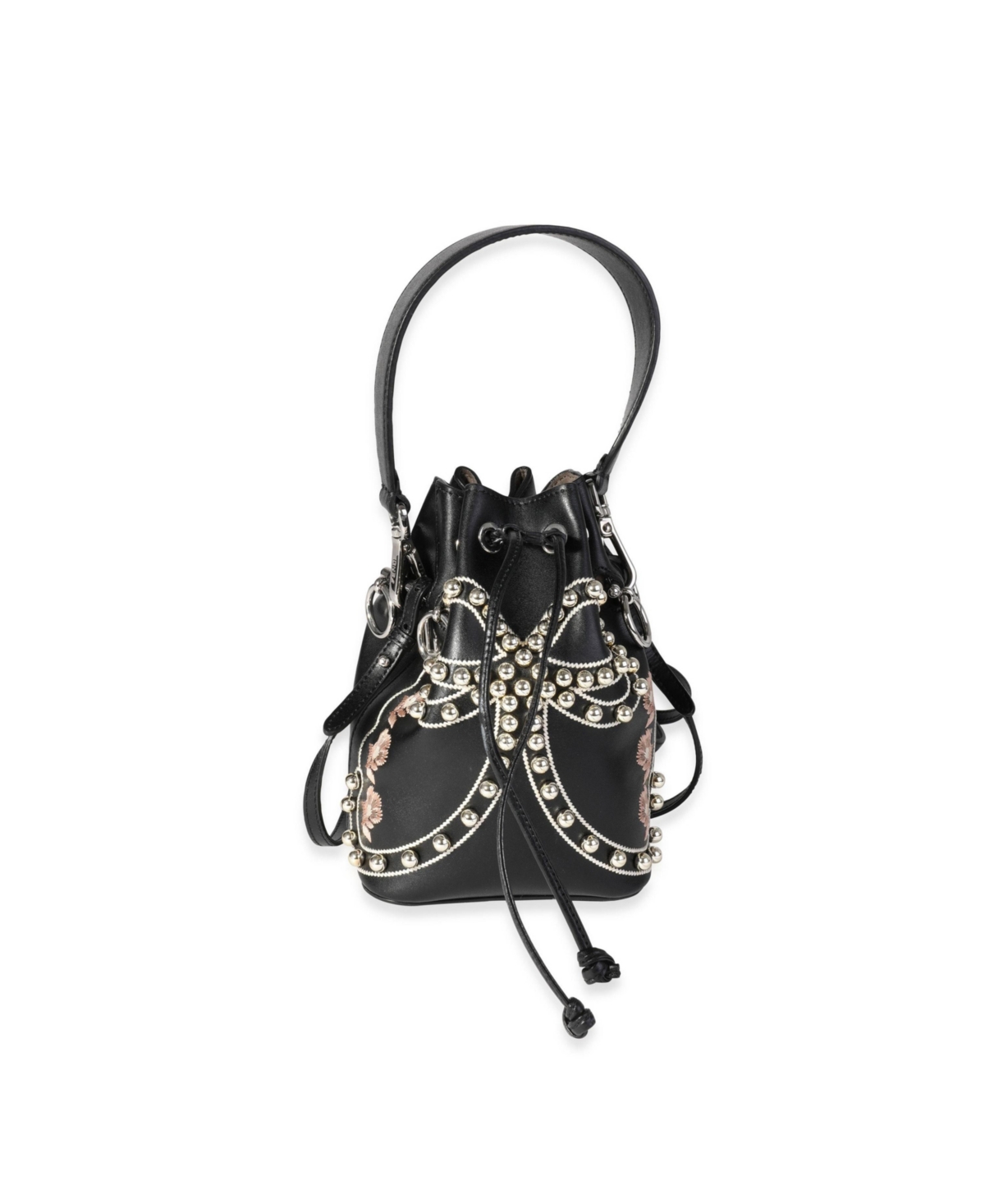 Click here for Pre-Owned Fendi Black Leather Studded Bow Mon Tres... prices