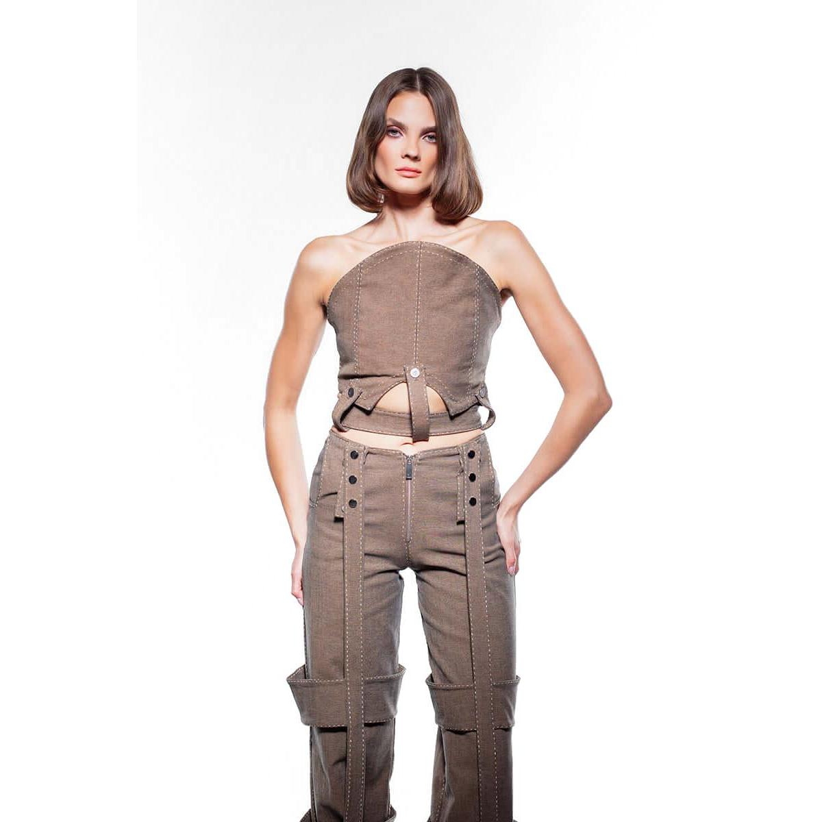 Click here for Jendue Womens Wild Flower Denim Corset Top | Desig... prices