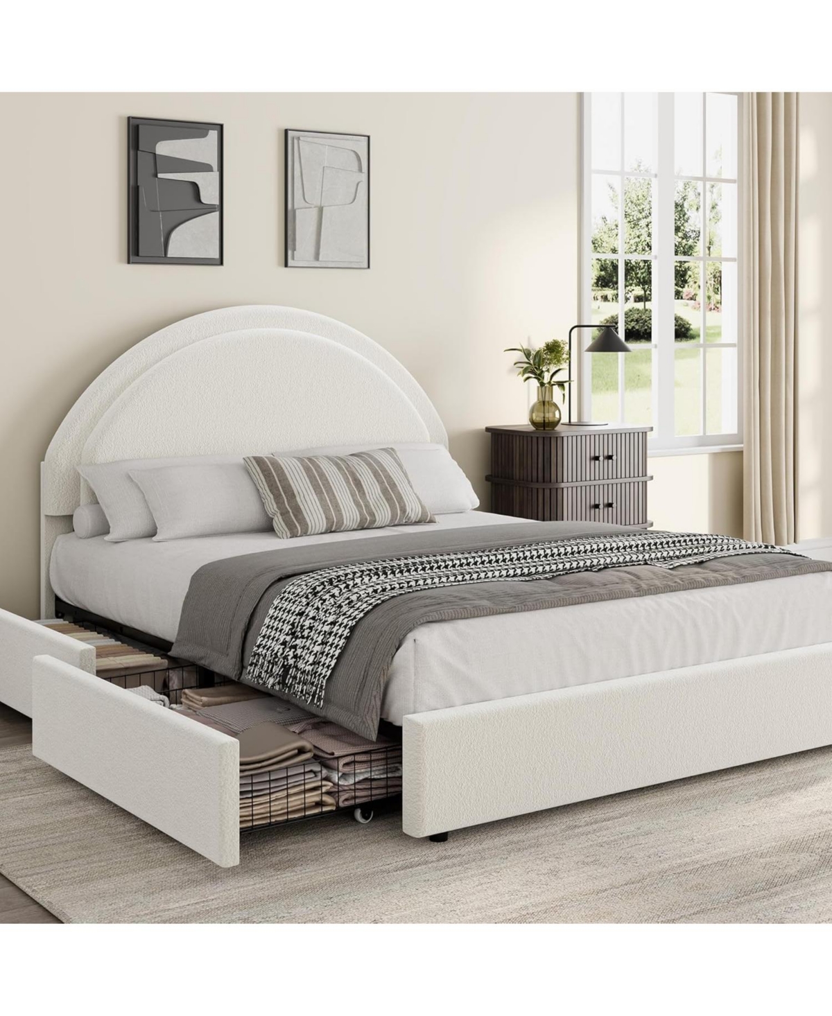 Click here for gaomon Boucle Bed Frame with Storage Drawers  Upho... prices