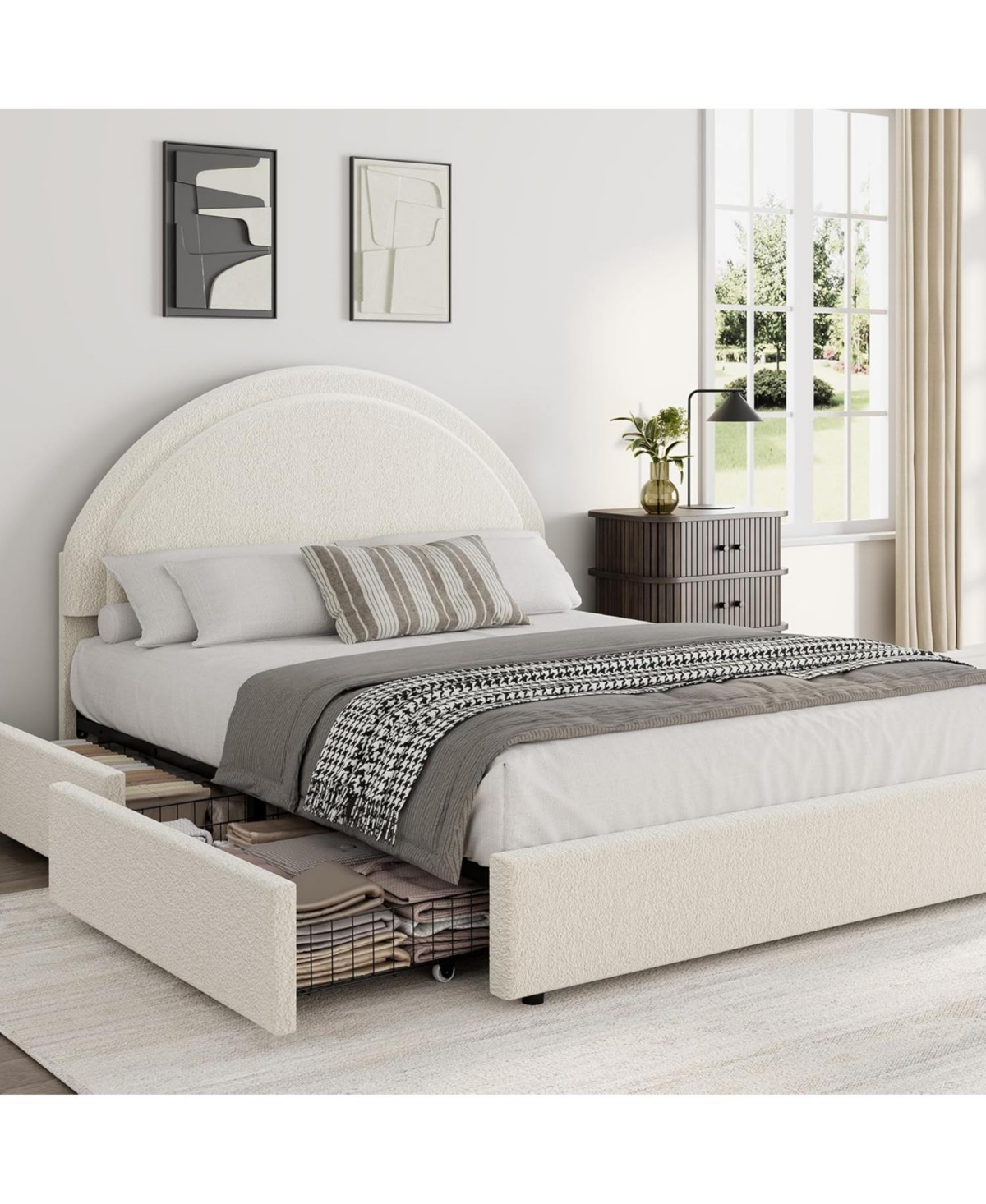 Click here for gaomon Boucle Bed Frame with Storage Drawers  Upho... prices