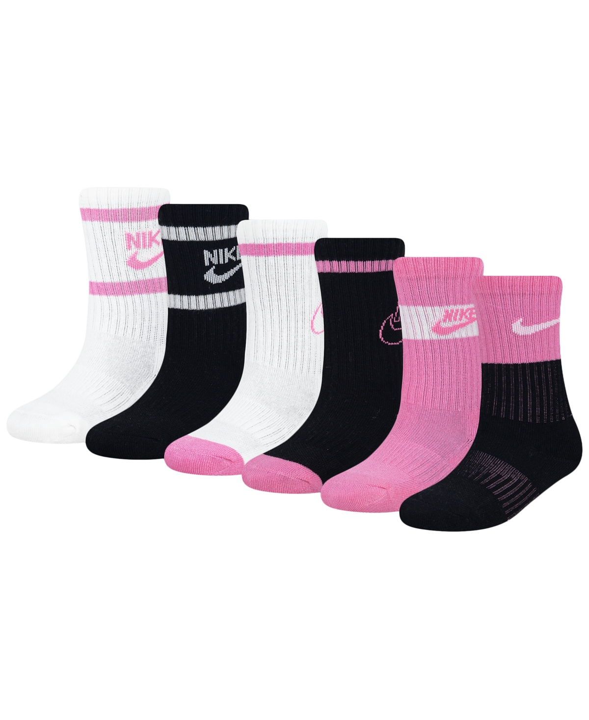 Click here for Nike Little Kids 6-Pack Retro Crew Socks - Pink Gl... prices