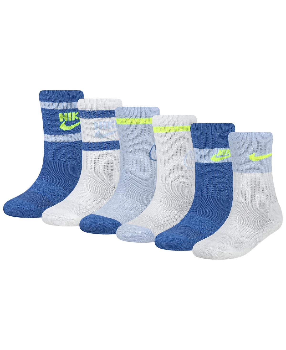 Click here for Nike Little Kids 6-Pack Retro Crew Socks - Star Bl... prices