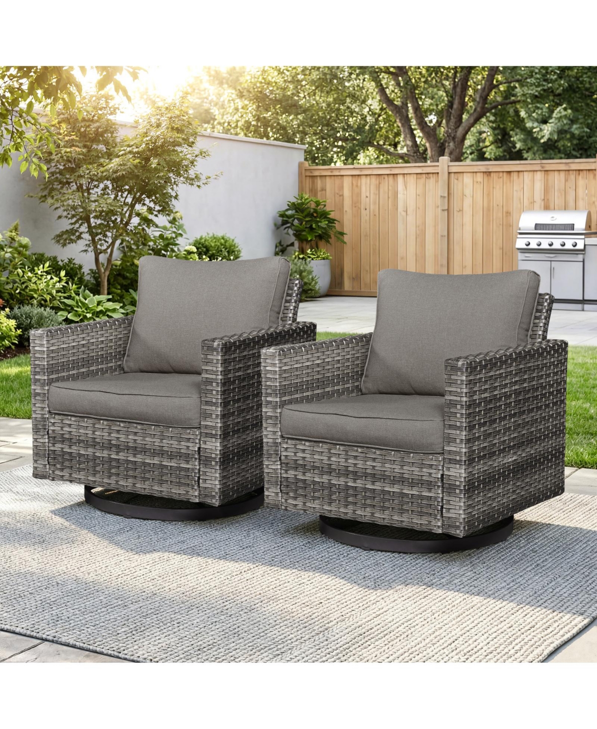 Click here for Pocassy Patio Chairs Wicker Swivel Rocker Set of 2... prices