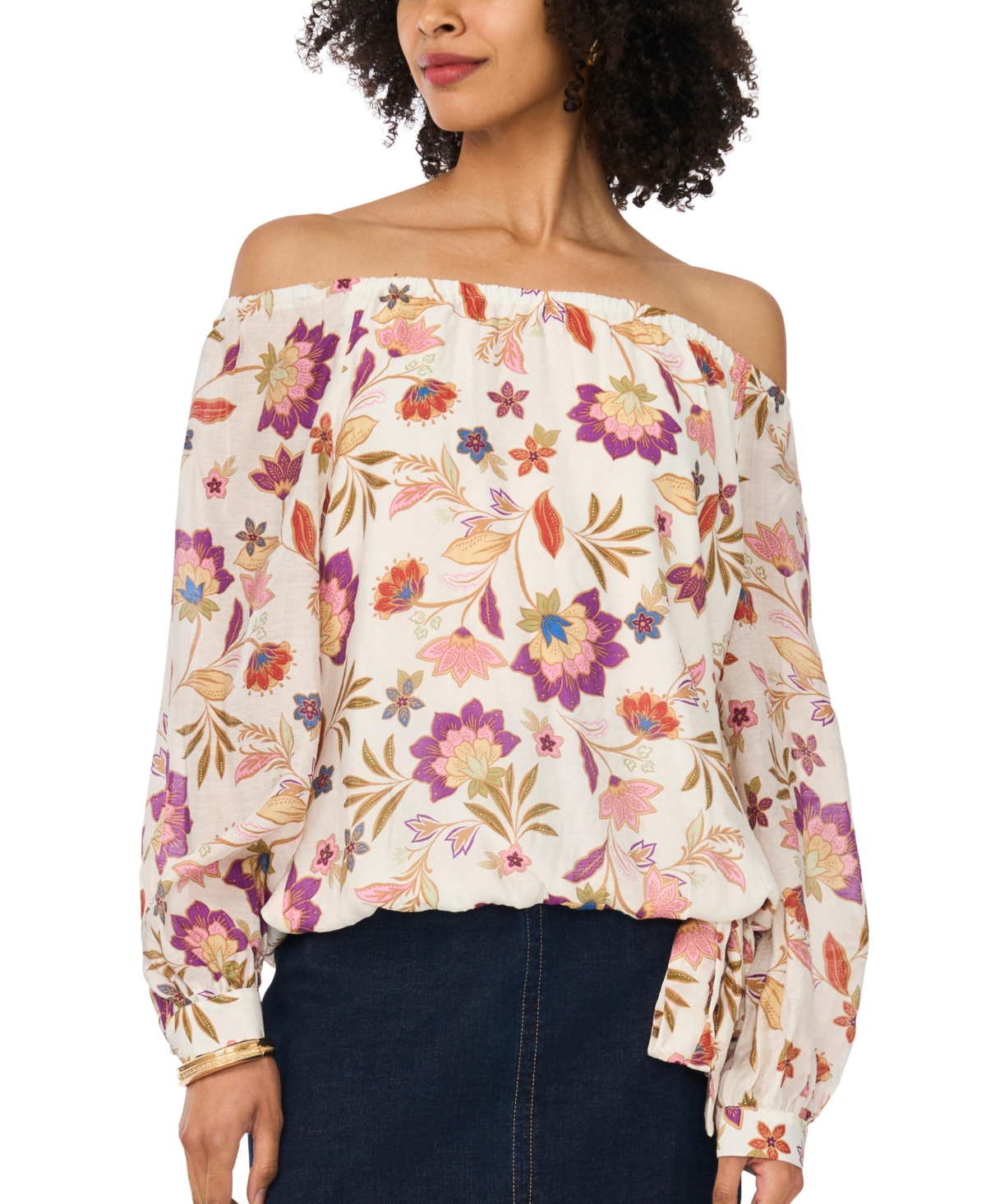 Click here for Vince Camuto Womens Printed Off-The-Shoulder Long-... prices
