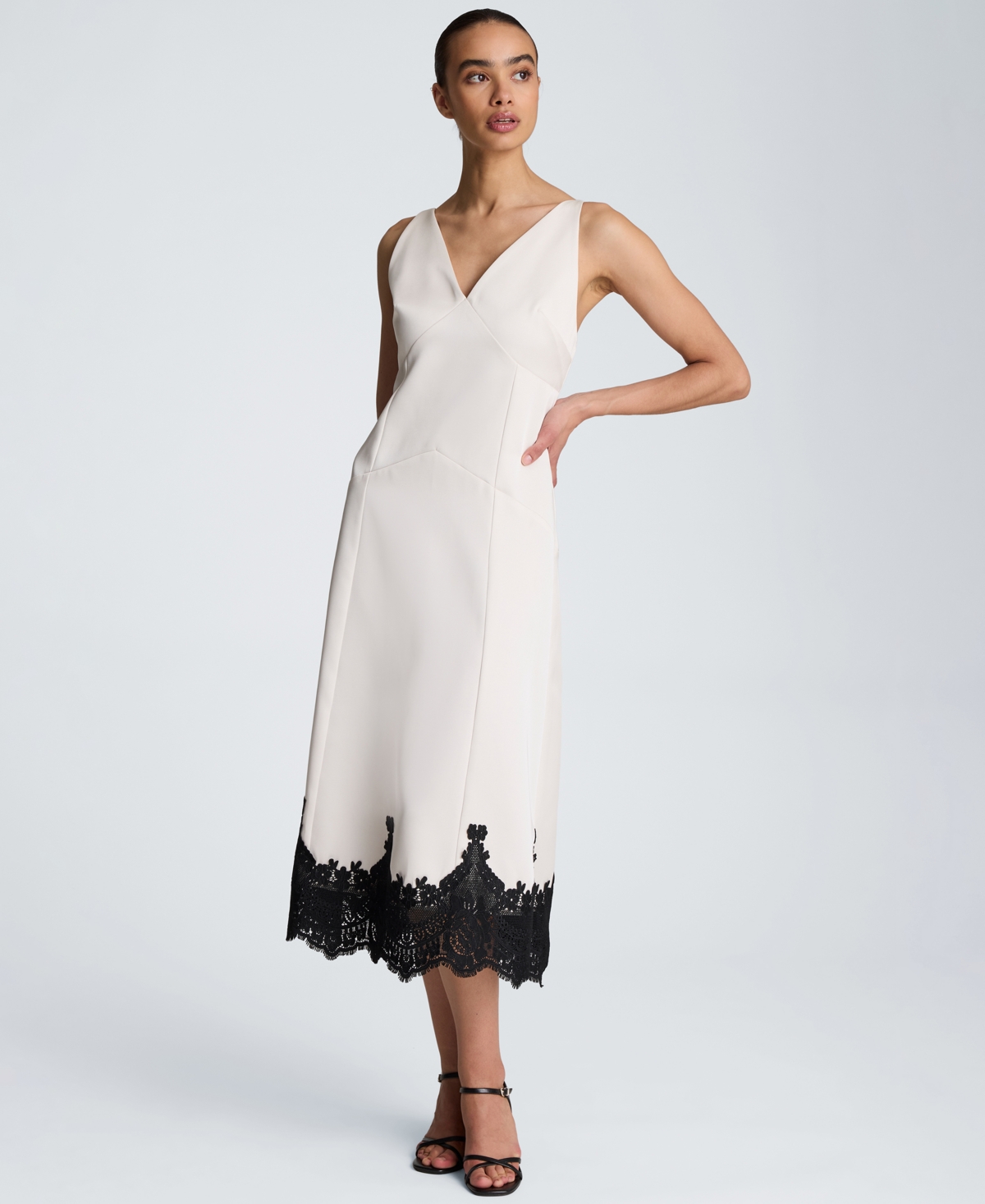 Click here for Kenneth Cole Womens Sleeveless V-Neck Midi Dress -... prices