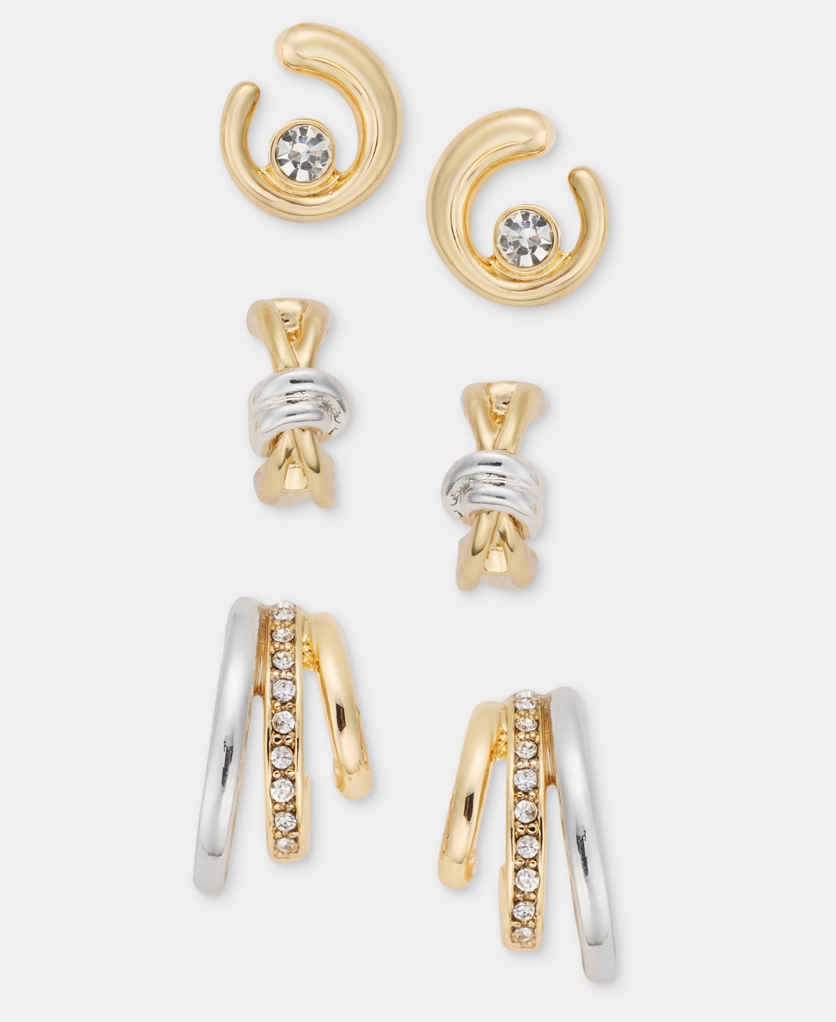 Click here for Anne Klein Pave Swirl  Crisscross & Triple-Row Ear... prices