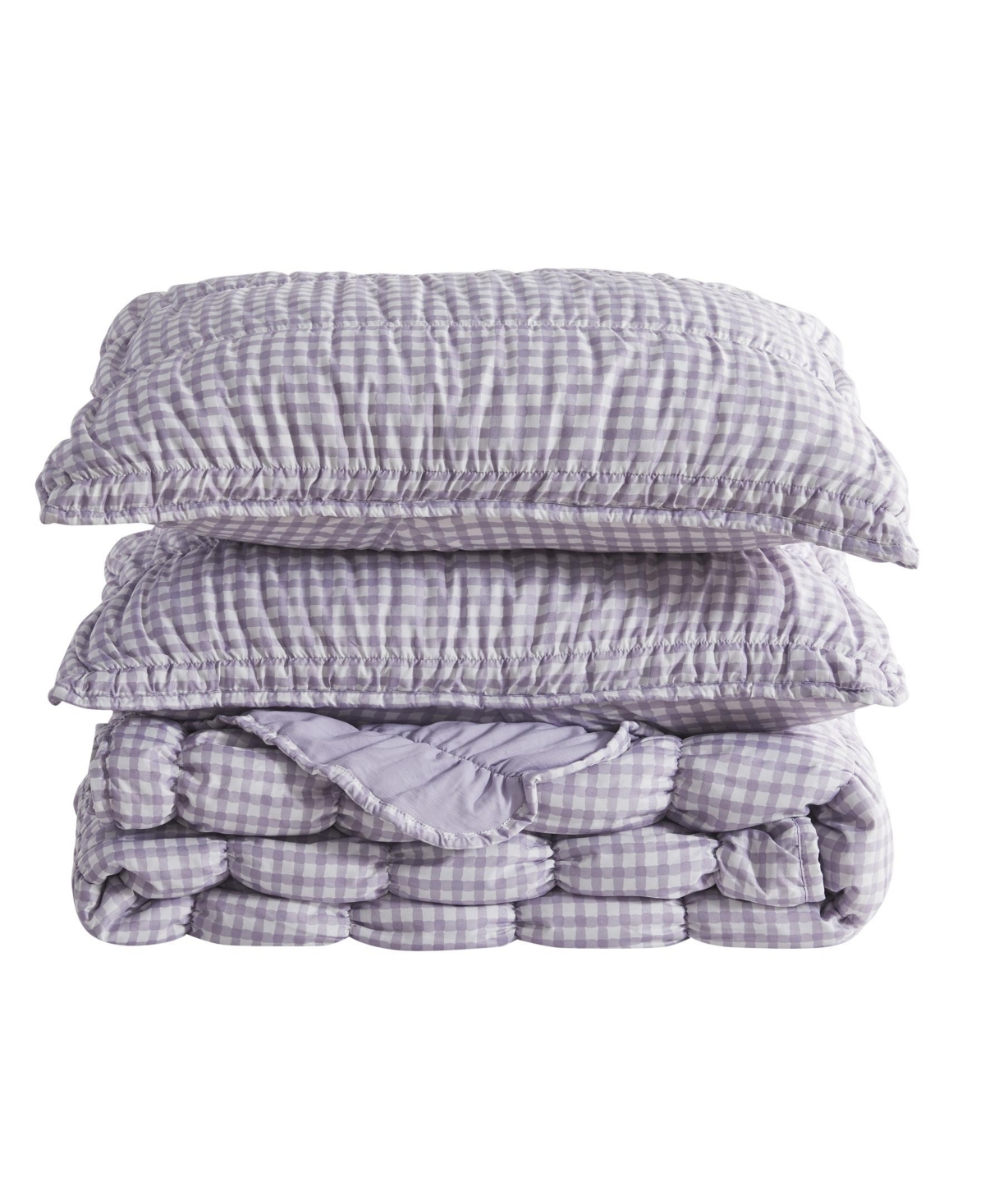 Click here for Linery & Co Gingham Quilt Set With Shams - Purple prices