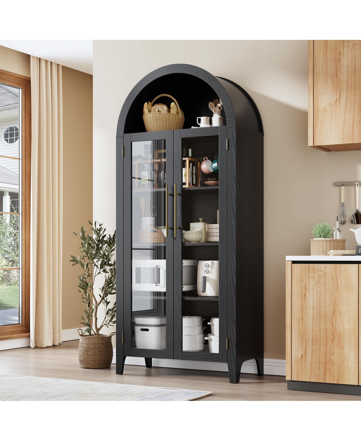 Click here for homfan Farmhouse 5-Tier Arched Pantry Cabinet  Dis... prices