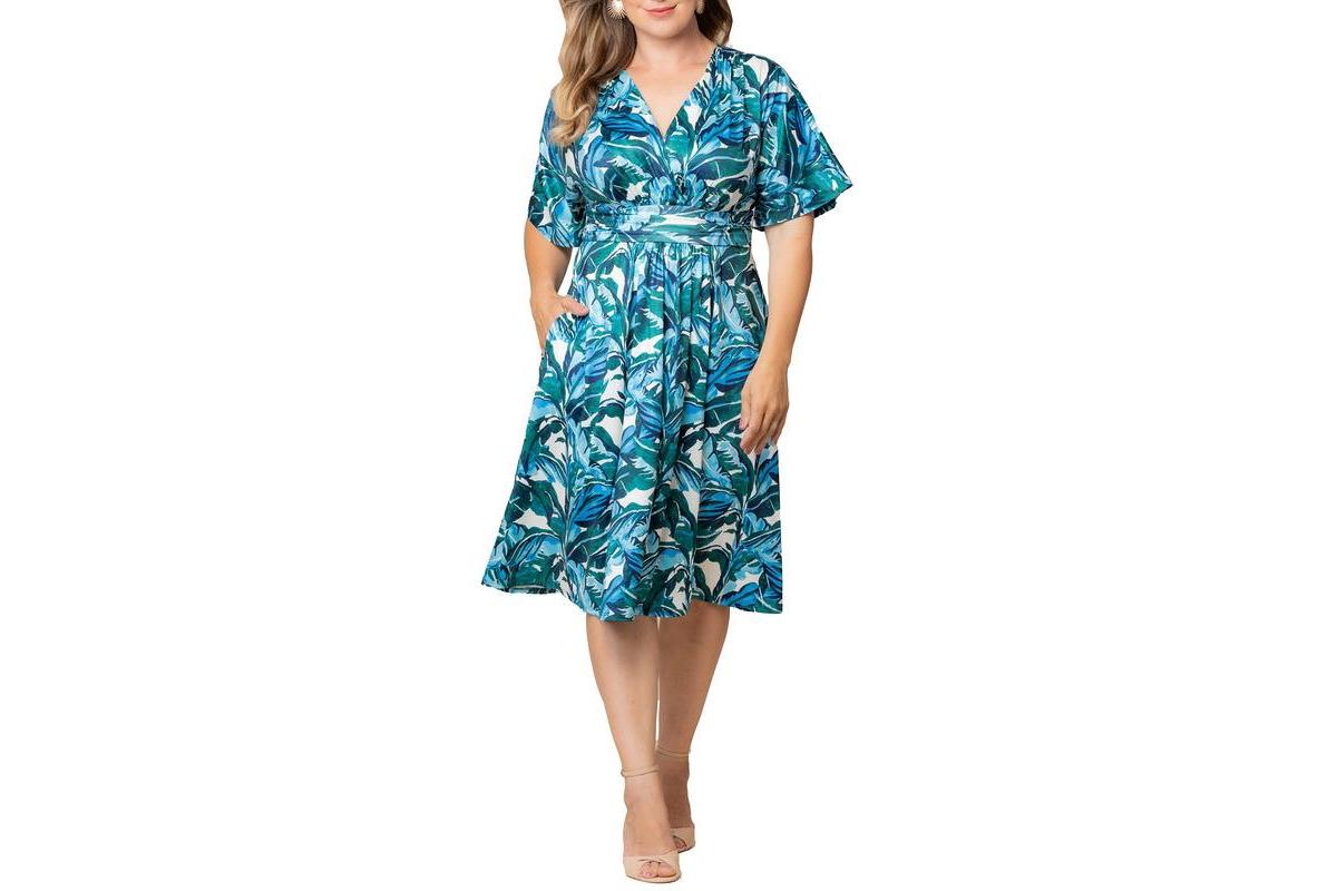 Click here for Kiyonna Womens Plus Size Gia A-Line Midi Dress wit... prices