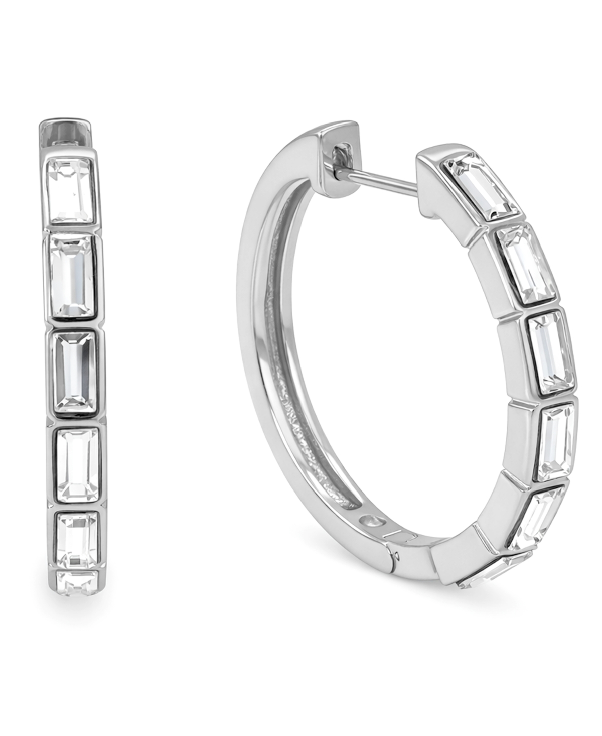Click here for And Now This Crystal Baguette Hinged Hoop Earrings... prices
