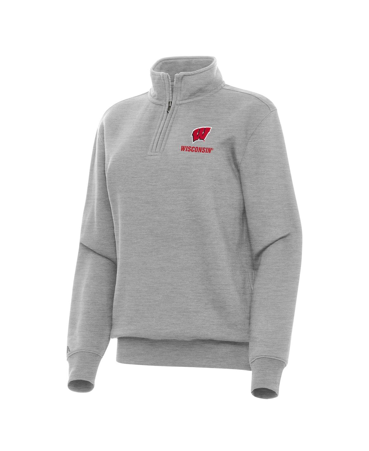 Click here for Antigua Womens Heather Gray Wisconsin Badgers Vict... prices