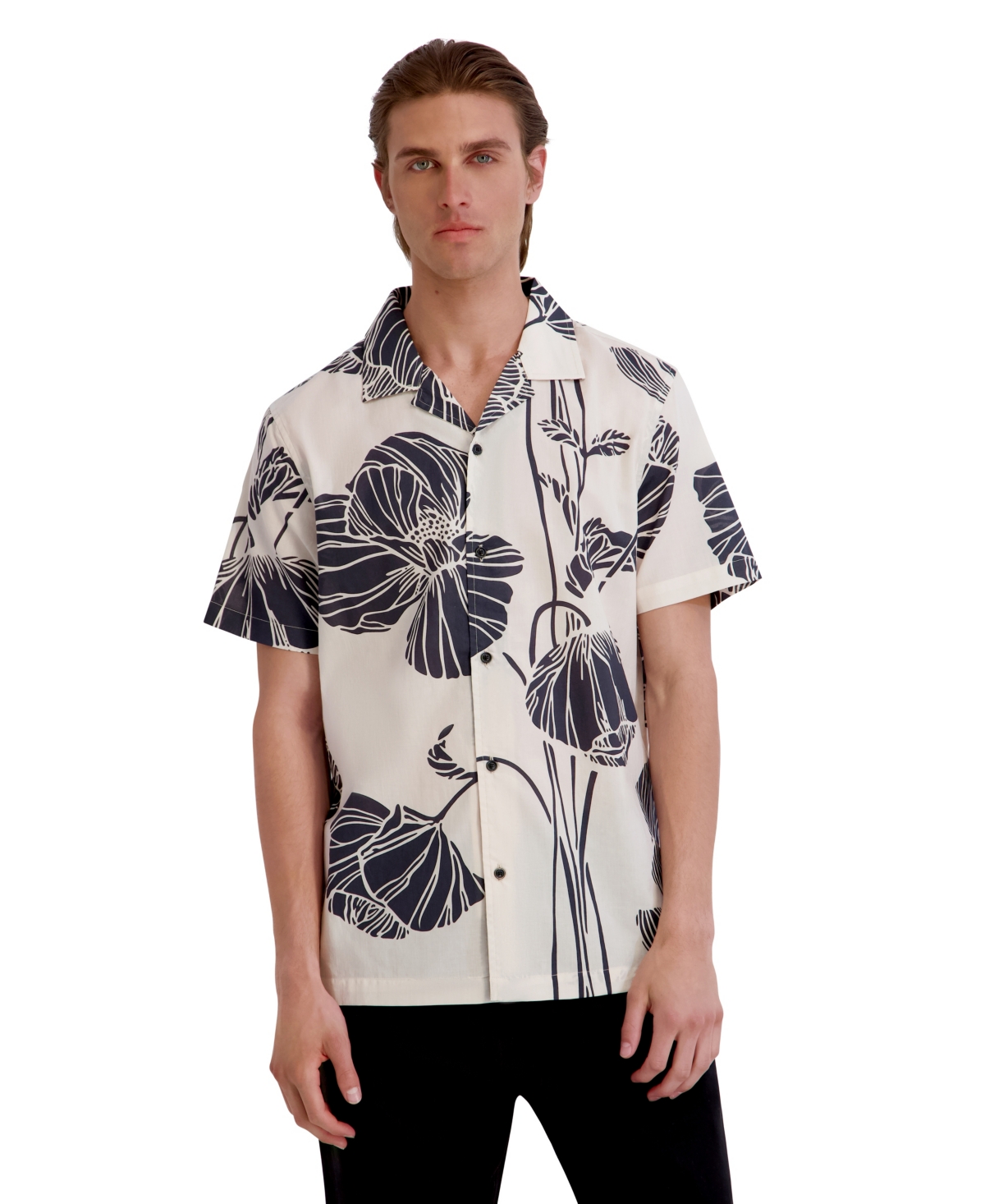 Click here for Karl Lagerfeld Paris Mens Floral Camp Collar Woven... prices