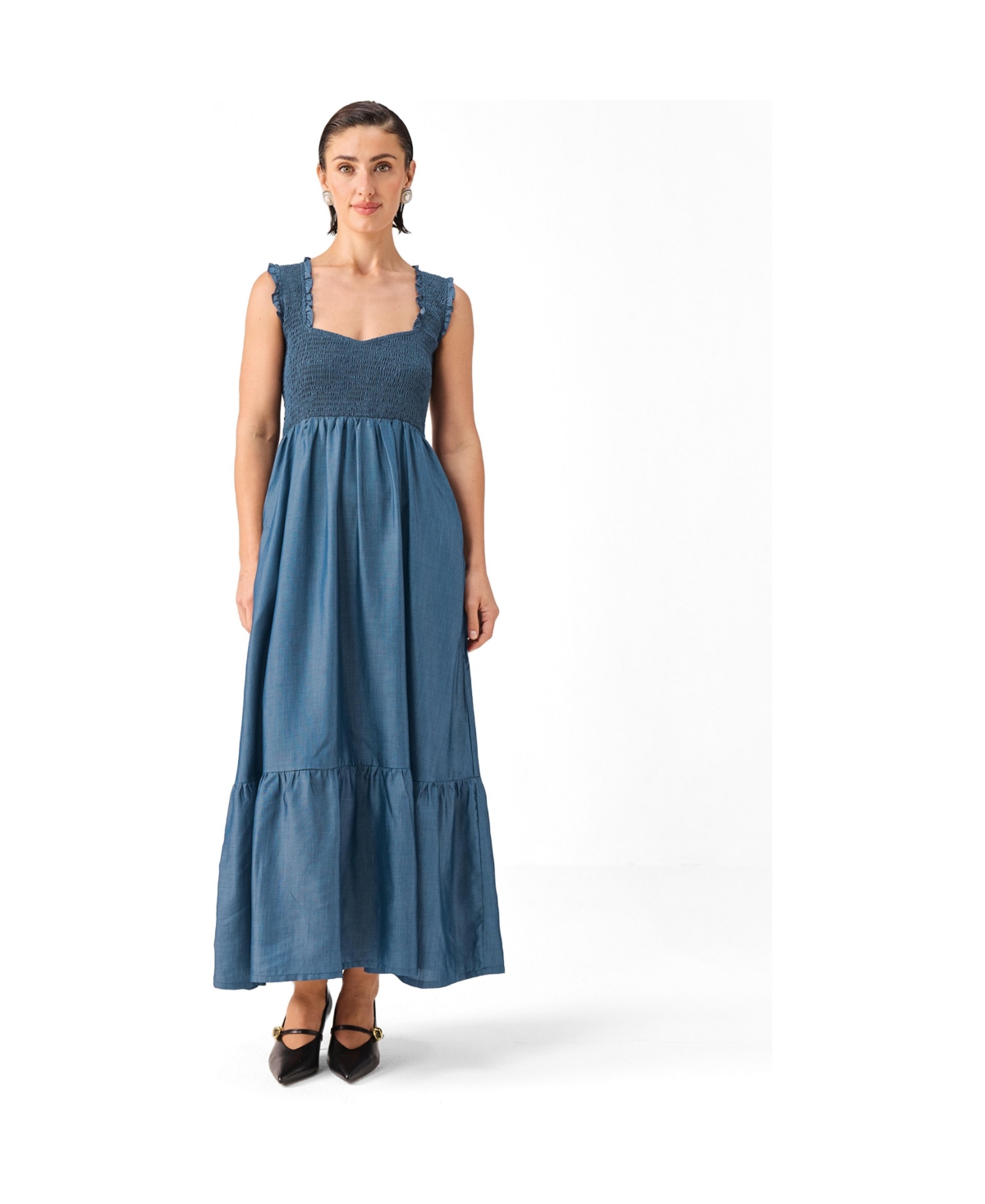 Click here for Reistor Womens Smocked Maxi Dress - Ultramarine bl... prices
