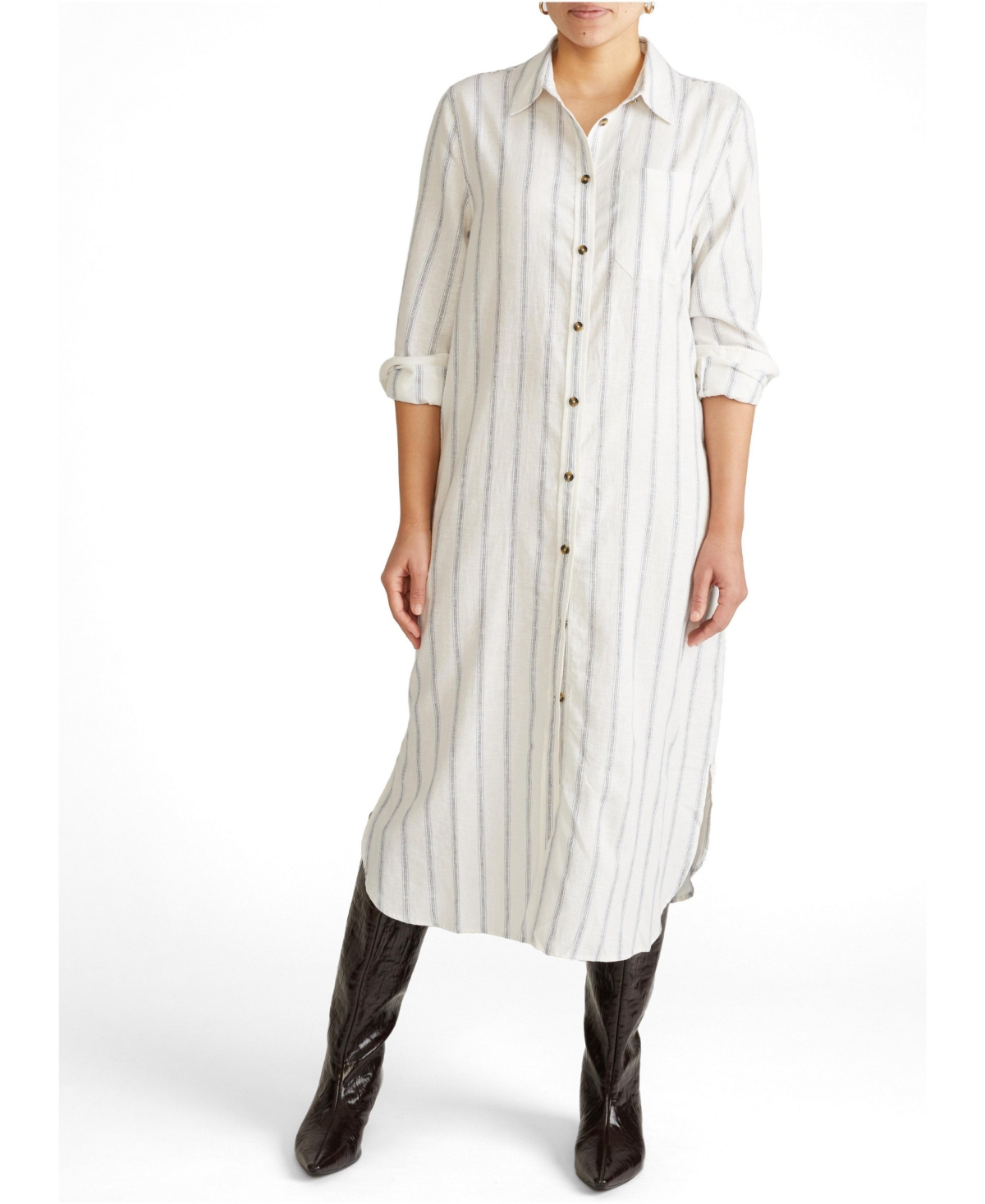 Click here for Universal Standard Plus Size Odeon Linen Shirtdres... prices