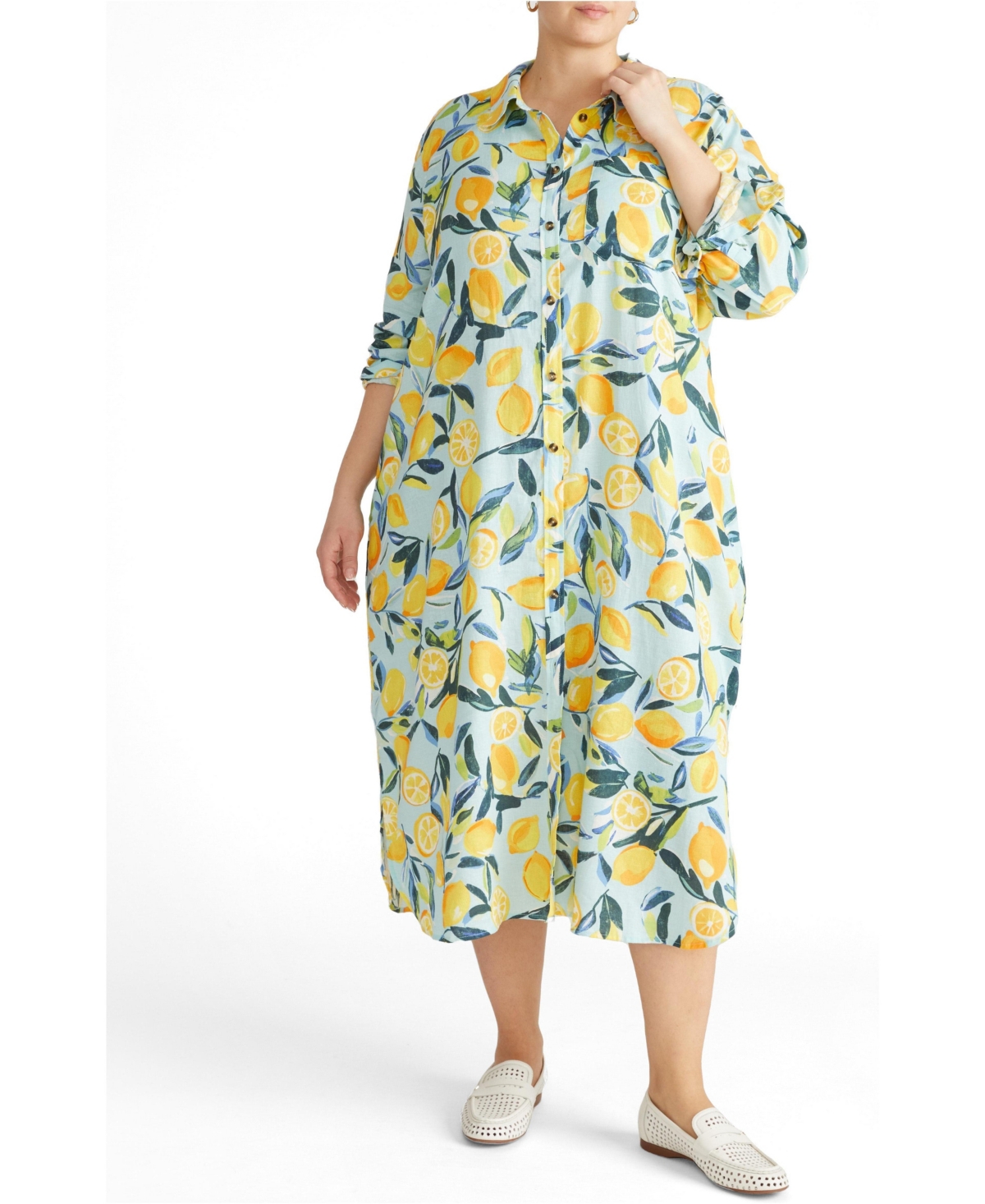 Click here for Universal Standard Plus Size Odeon Linen Shirtdres... prices