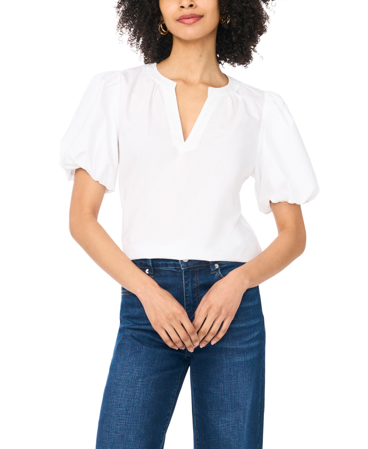 Click here for Vince Camuto Womens Organdy Short-Sleeve Puff Blou... prices