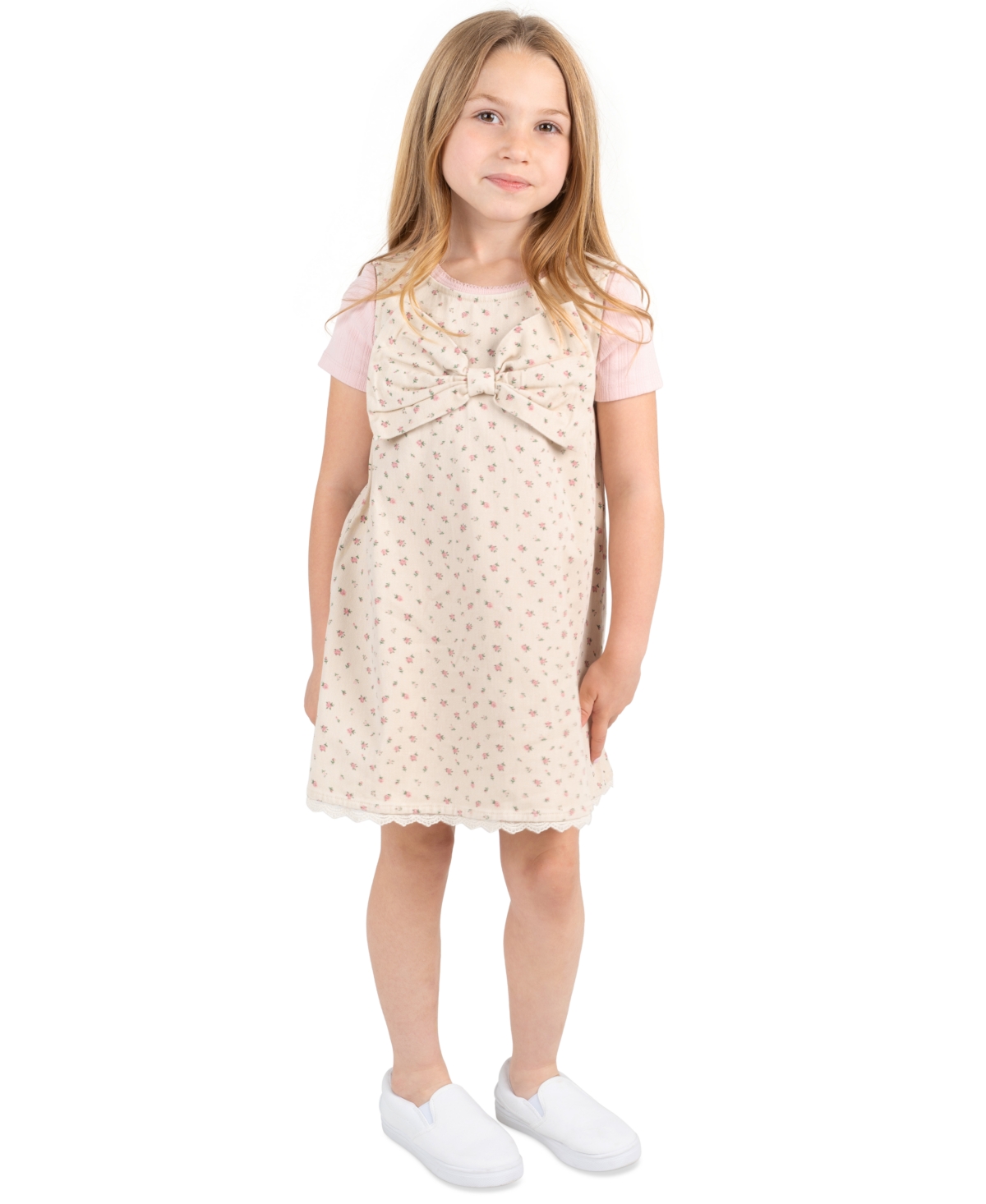 Click here for Rare Editions Girls 2T-6X Printed Denim Jumper wit... prices