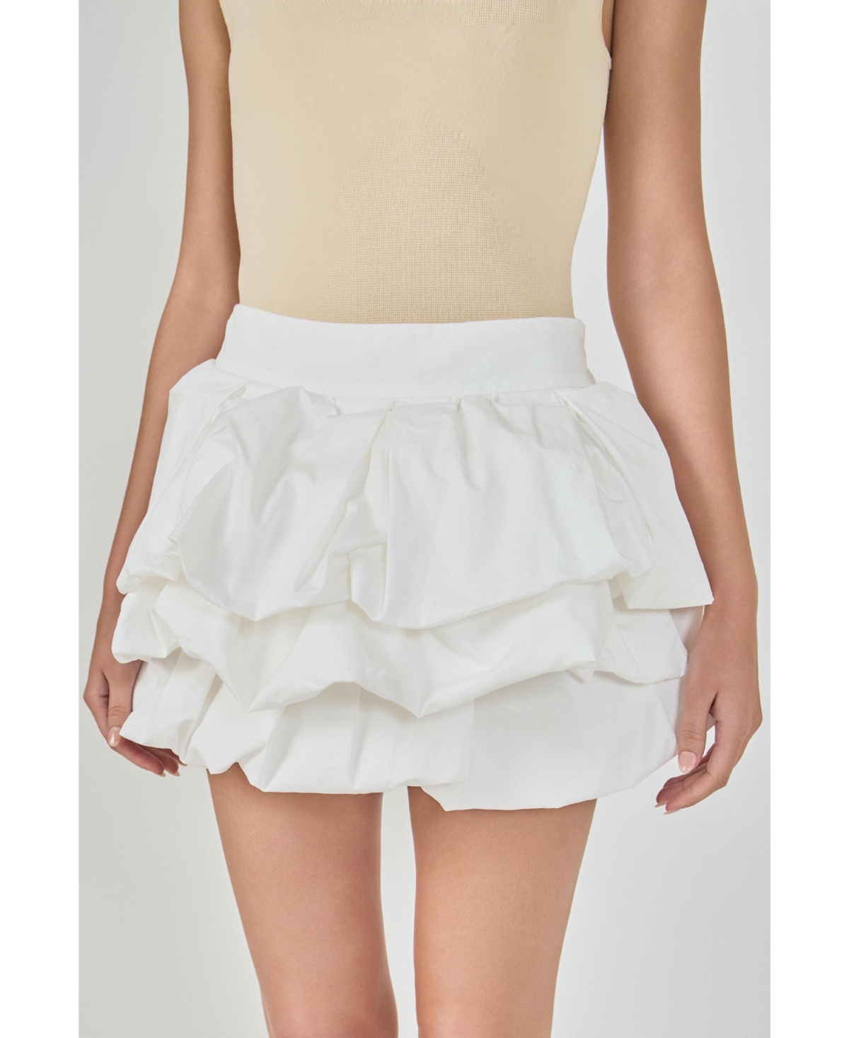 Click here for endless rose Womens Tiered Bubble Mini Skirt - Whi... prices