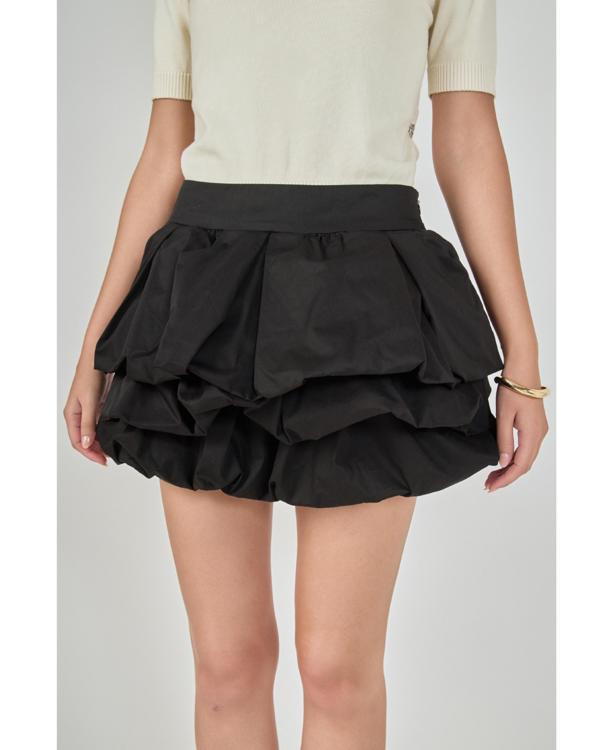 Click here for endless rose Womens Tiered Bubble Mini Skirt - Bla... prices