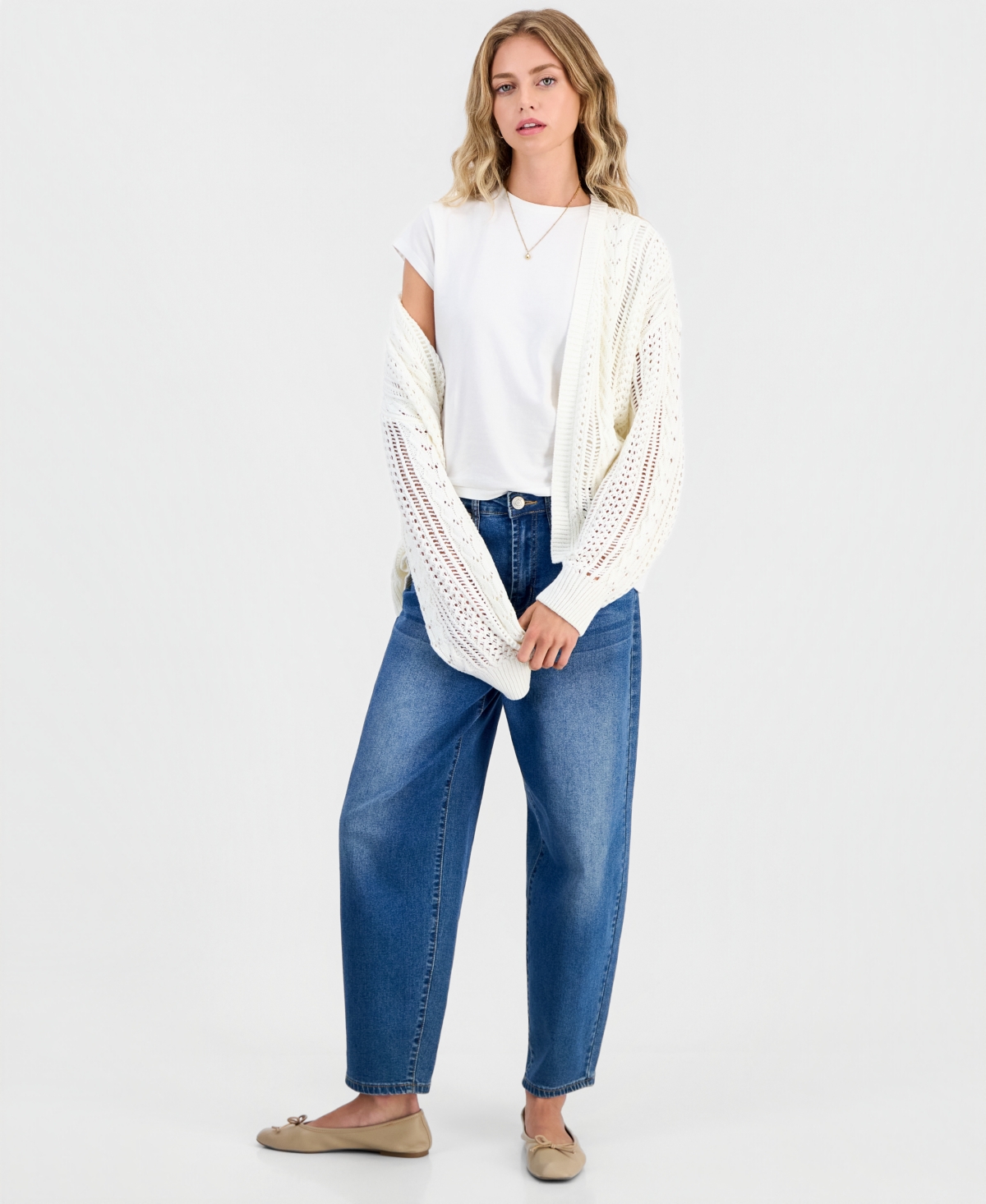 Click here for Hippie Rose Juniors Pointelle Open-Front Cardigan... prices