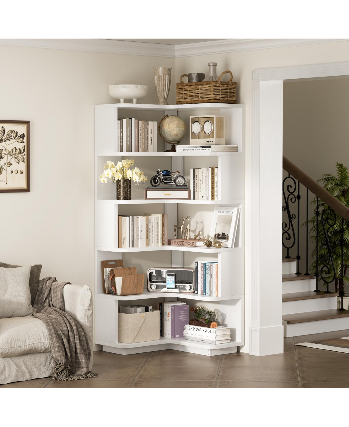 Click here for Aheaplus 5-Tier Corner Bookshelf  Space-saving Boo... prices