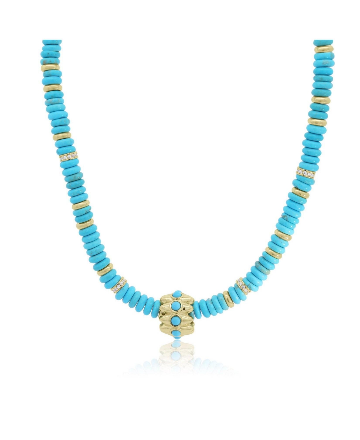 Click here for The Lovery Turquoise Bead Rondel Necklace 18K Gold... prices