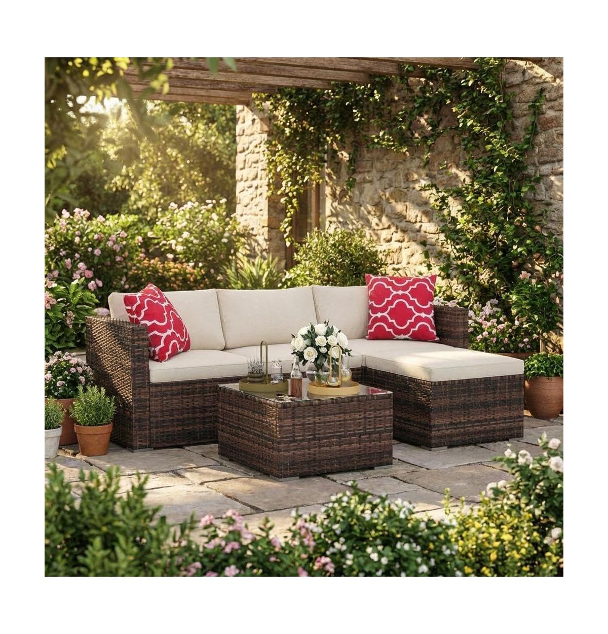 Click here for gaomon 5-Piece Patio Conversation Set with Glass S... prices