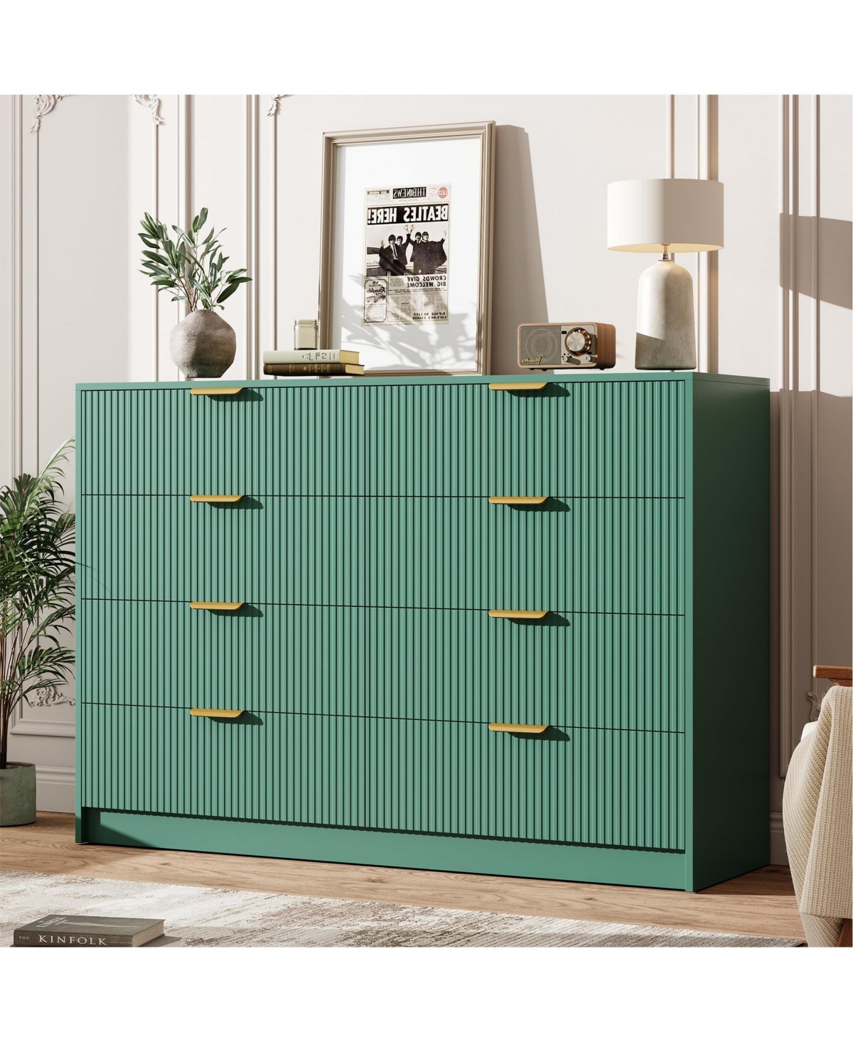 Click here for homfan Modern 8-Drawer Fluted Dresser  54 Wide Che... prices