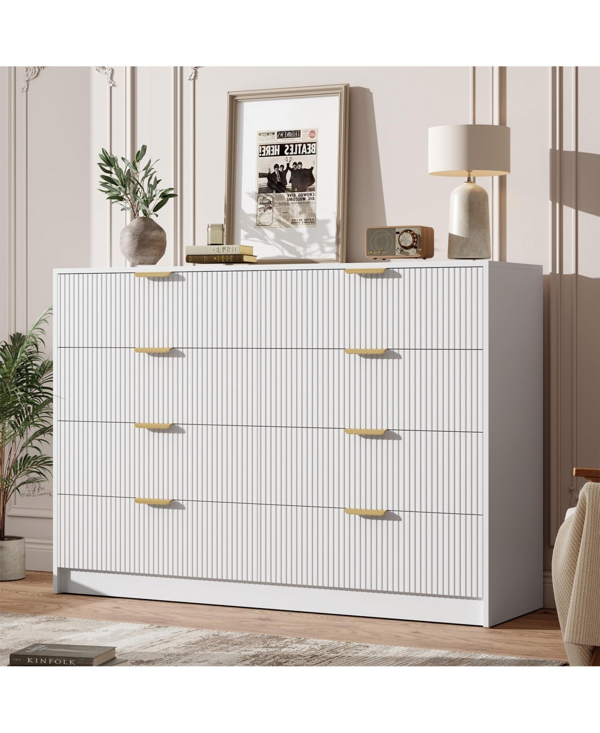 Click here for homfan Modern 8-Drawer Fluted Dresser  54 Wide Che... prices