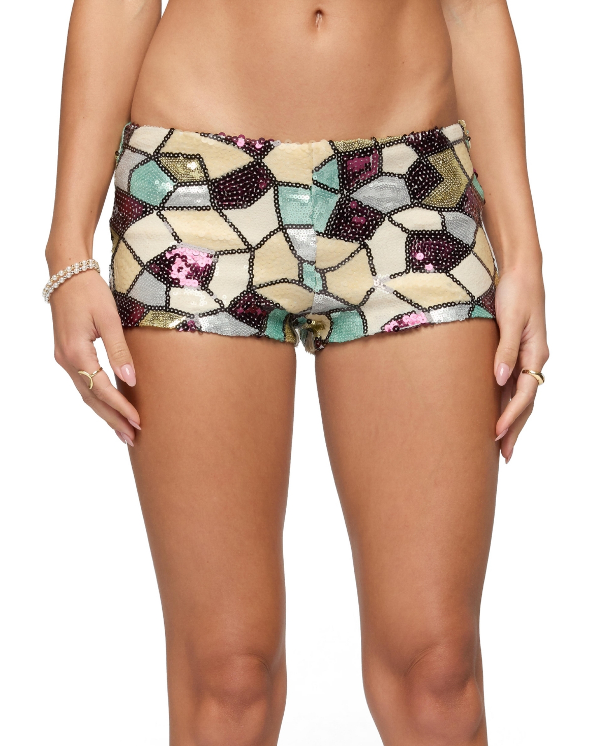 Click here for Edikted Womens Tatianna Mixed Sequin Micro Shorts... prices