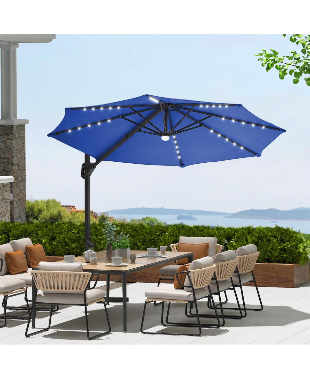 Click here for gaomon 10Feet Solar Led Cantilever Patio Umbrella... prices