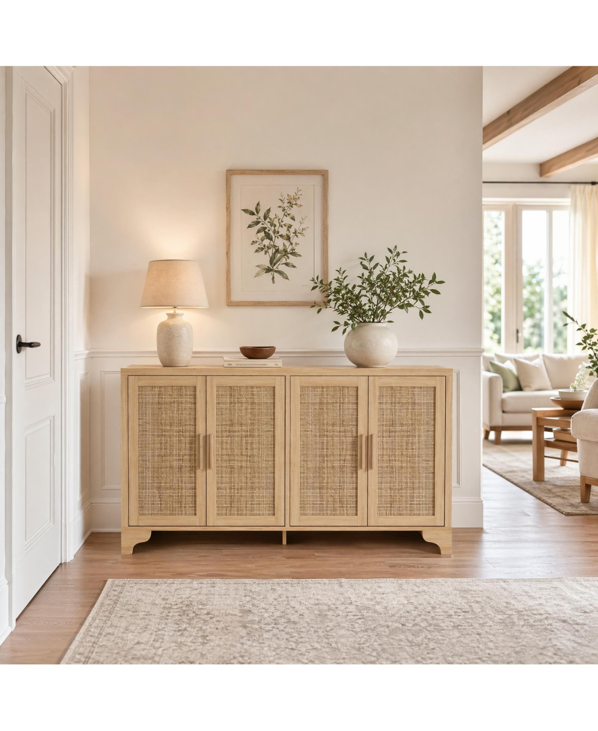 Click here for homfan 62.2 Inch Woven Buffet Sideboard  4-Door St... prices