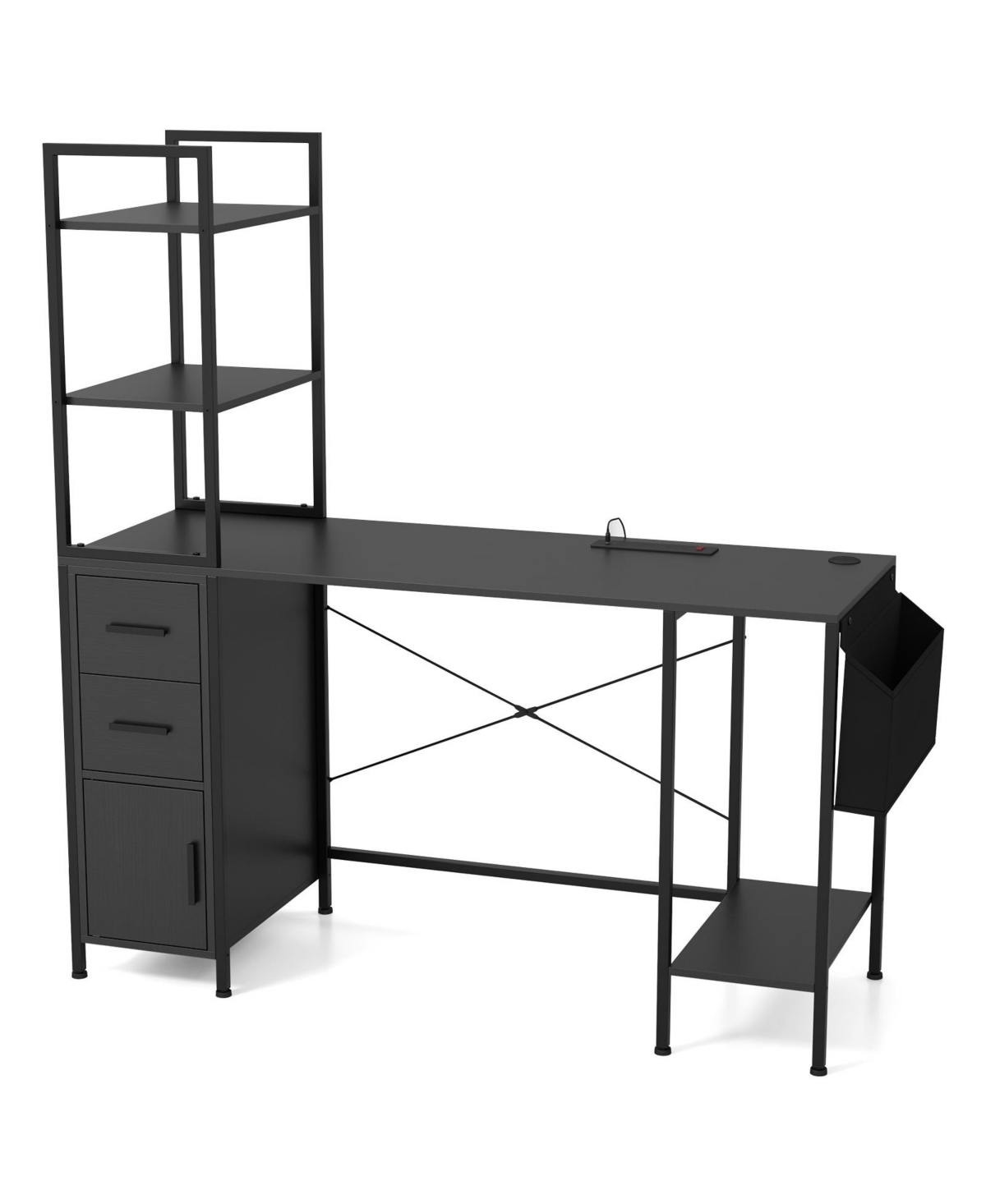 Click here for Slickblue Modern Office Desk with Open Shelves Led... prices