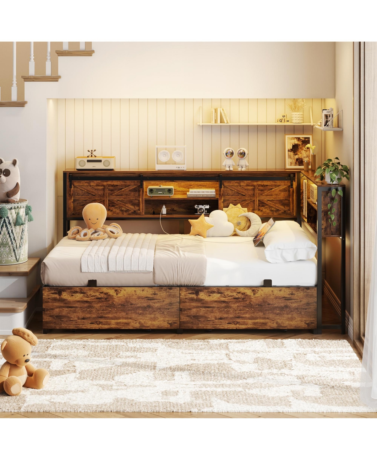 Click here for Aheaplus Bookcase Daybed with Wood Drawer  Corner... prices