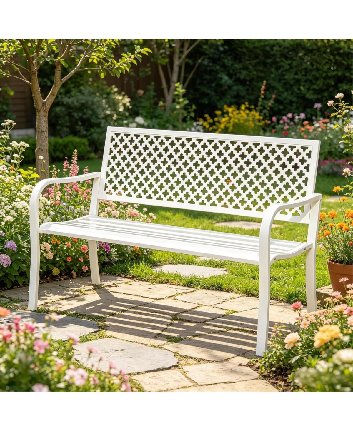 Click here for gaomon Outdoor Metal Garden Bench for 2 Person  He... prices