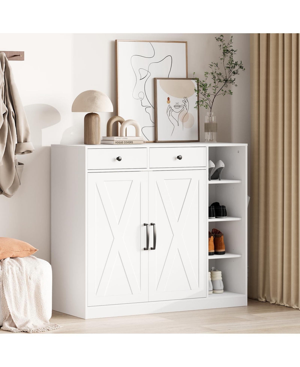 Click here for homfan Shoe Cabinet for Entryway with Doors  Hooks... prices