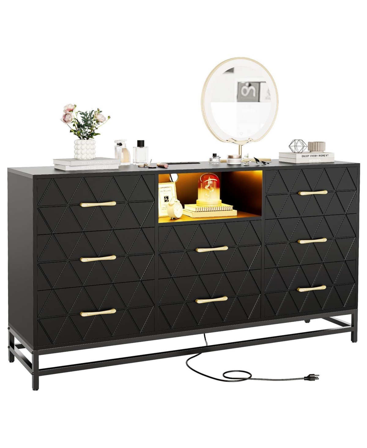 Click here for gaomon 59 Inch 8 Drawer Wooden Dresser Combined Tv... prices