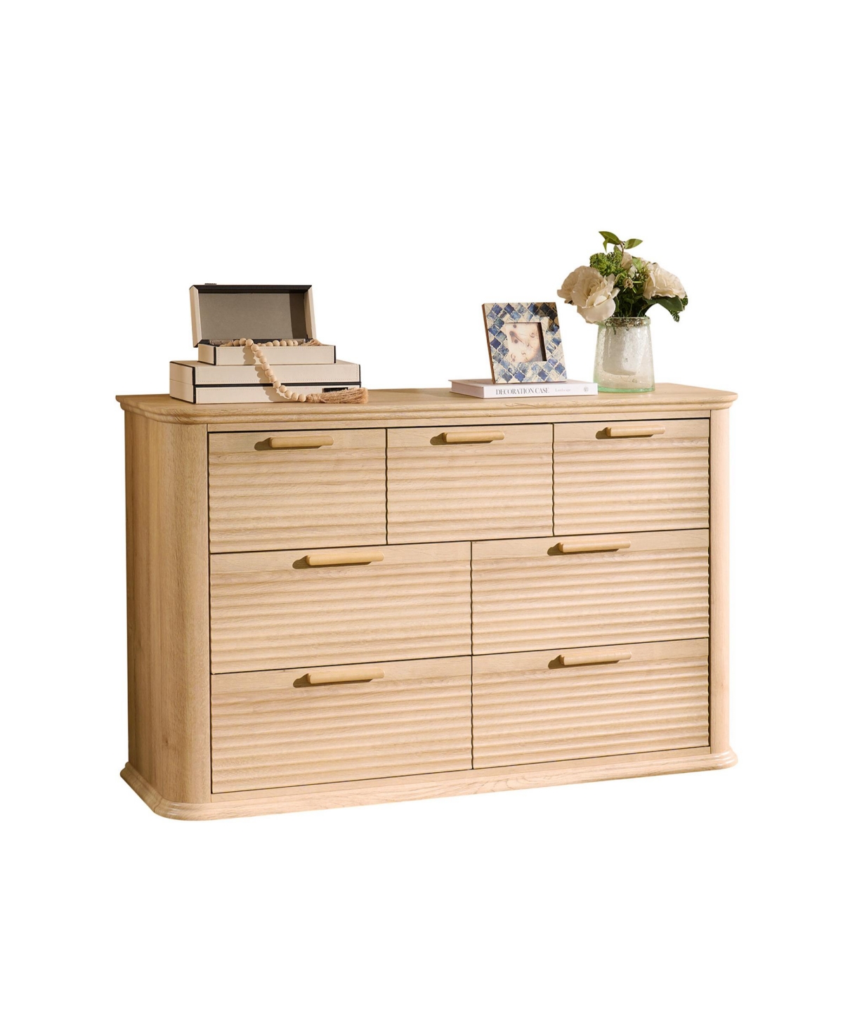 Click here for Rainsken Fluted 7 Drawer Dresser  Modern Wood Ches... prices