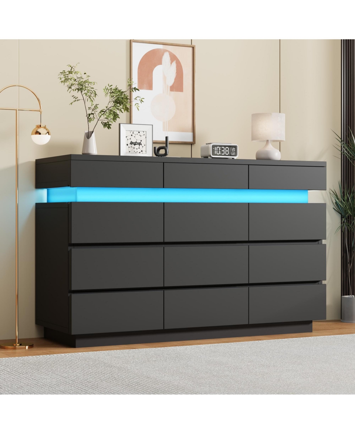 Click here for gaomon 59 12 Drawer Dresser with Led Lights  Woode... prices