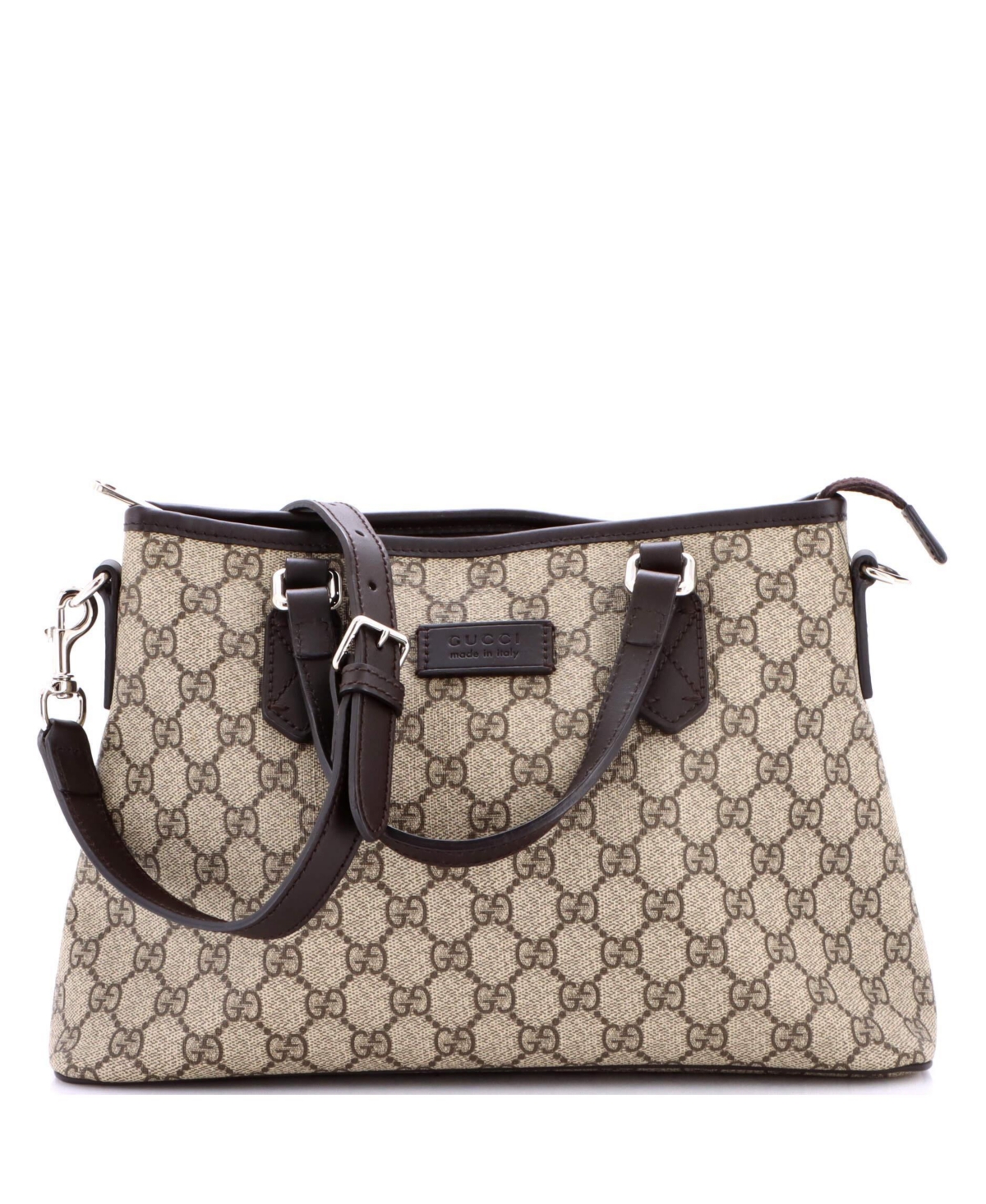 Click here for Pre-Owned Gucci Small Convertible Zip Tote Gg Coat... prices