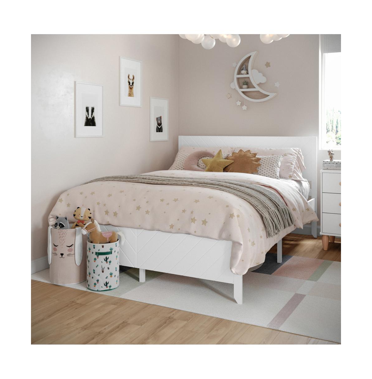 Click here for Buzz & Bloom Platform Bed Frame with Chevron Headb... prices