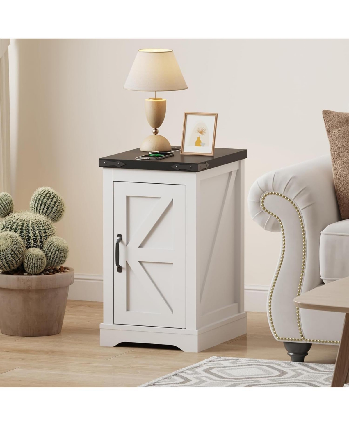 Click here for gaomon Farmhouse Nightstand with Charging Station... prices