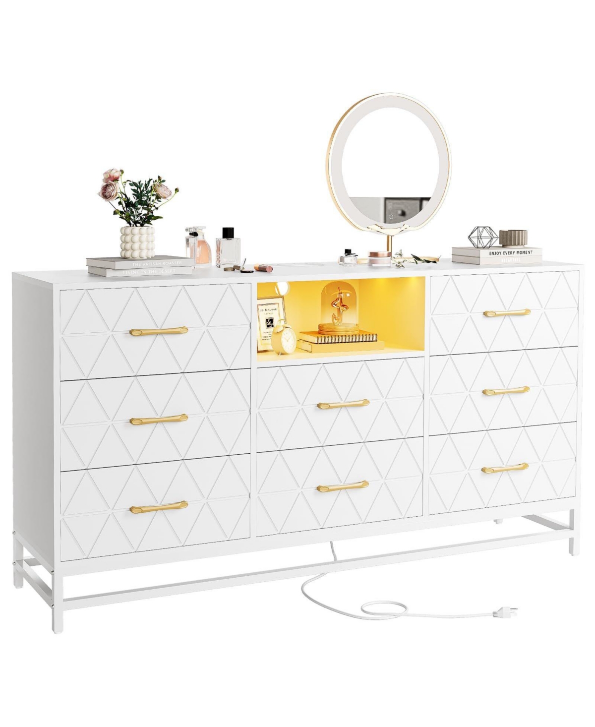 Click here for gaomon 59 Inch 8 Drawer Wooden Dresser Combined Tv... prices